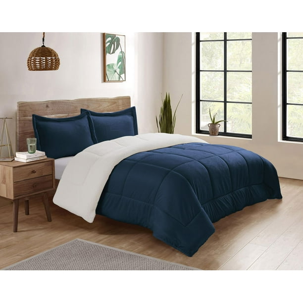 Reversible Mink & Berber Plush Sherpa Comforter Set - Walmart.ca