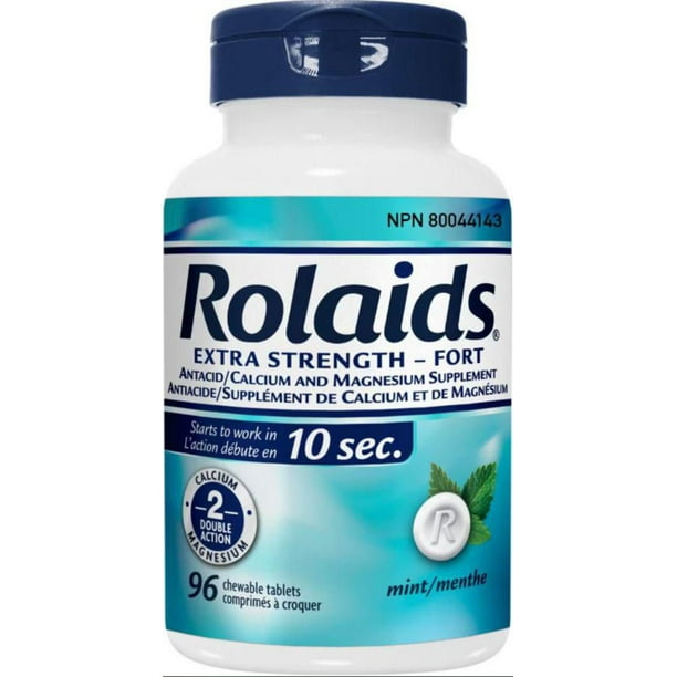 Rolaids Extra Strength Antacid, Mint Flavoured, Fast Heartburn Relief ...