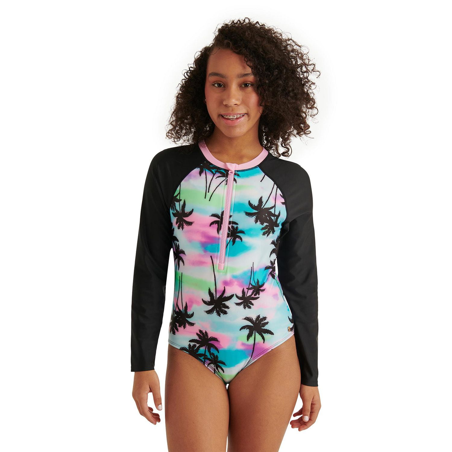 Click here for Justice Girls Printed Long-Sleeve One Piece Rashgu... prices