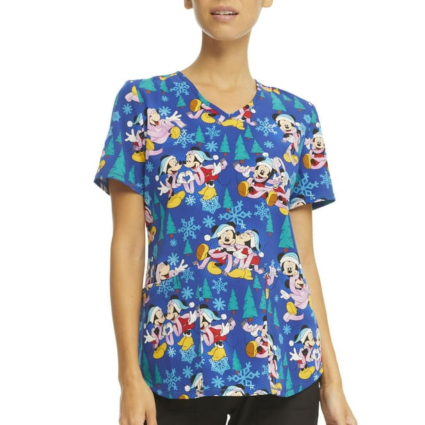 Scrubstar Women's Disney Winter Cheer V-Neck Print Top - Walmart.ca