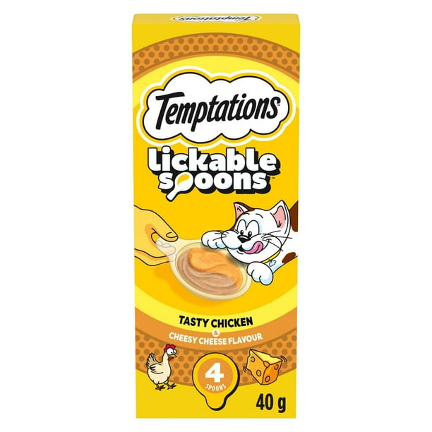 TEMPTATIONS LICKABLE SPOONS Adult Cat Treats Tasty Chicken & Cheesy ...