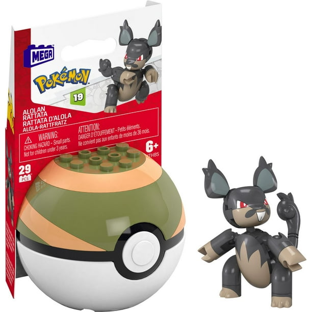 MEGA Pokemon Alolan Rattata Building Toy Kit, Poseable Action Figure (29 Pieces) for Kids ...