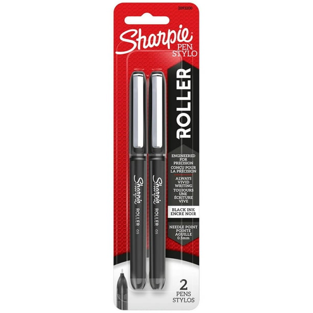 Sharpie Rollerball Pen, Needle Point (0.5mm) Precision Pen, Black Ink ...