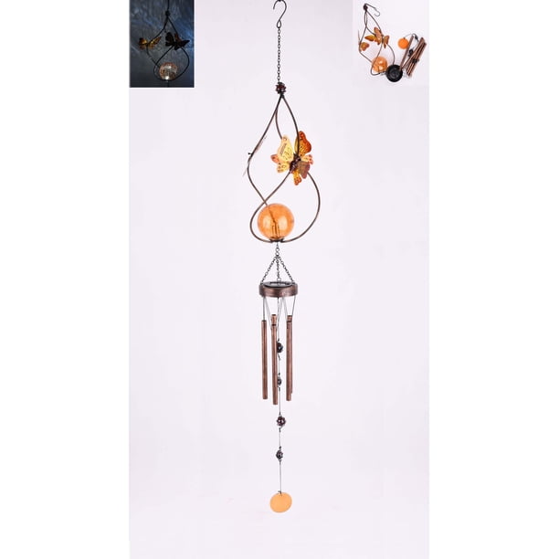 Hometrends Solar Butterfly Wind Chime with Crackle Glass Ball - Walmart.ca