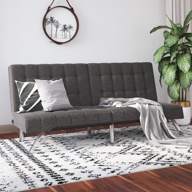 DHP Evie Convertible Tufted Futon, Gray Linen, Convertible Futon ...