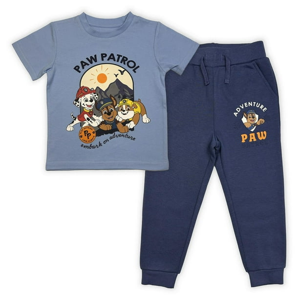 Paw Patrol Toddler boys 2 pc set included short sleeve crew neck tee shirt and Jogger, Sizes 2T ...