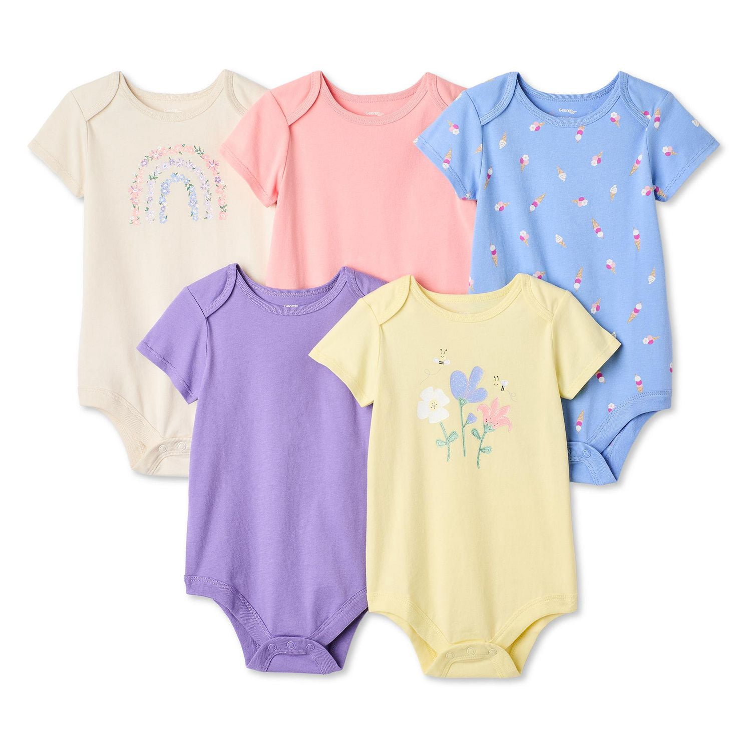 Click here for George Baby Girls Bodysuit 5-Pack 12-18 Months prices