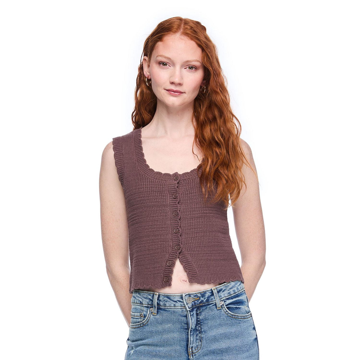 Click here for Wild Skye Womens Scalloped Button-Front Tank Top M prices