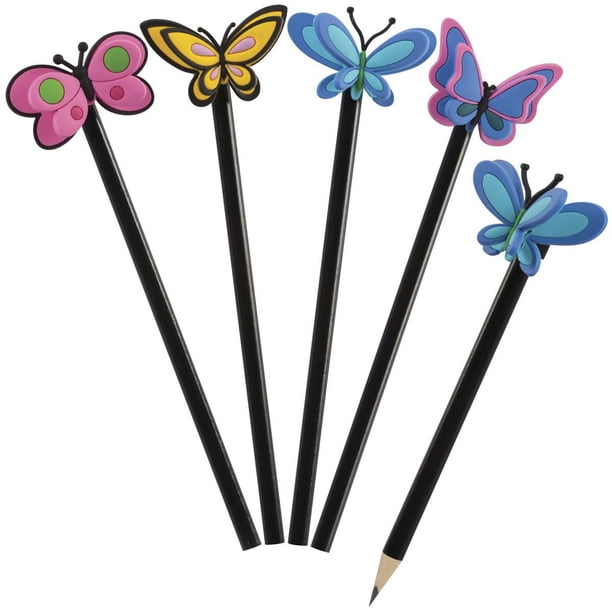 Merangue Wood Pencils with Butterfly Toppers, Black, 16 Pack - Walmart.ca