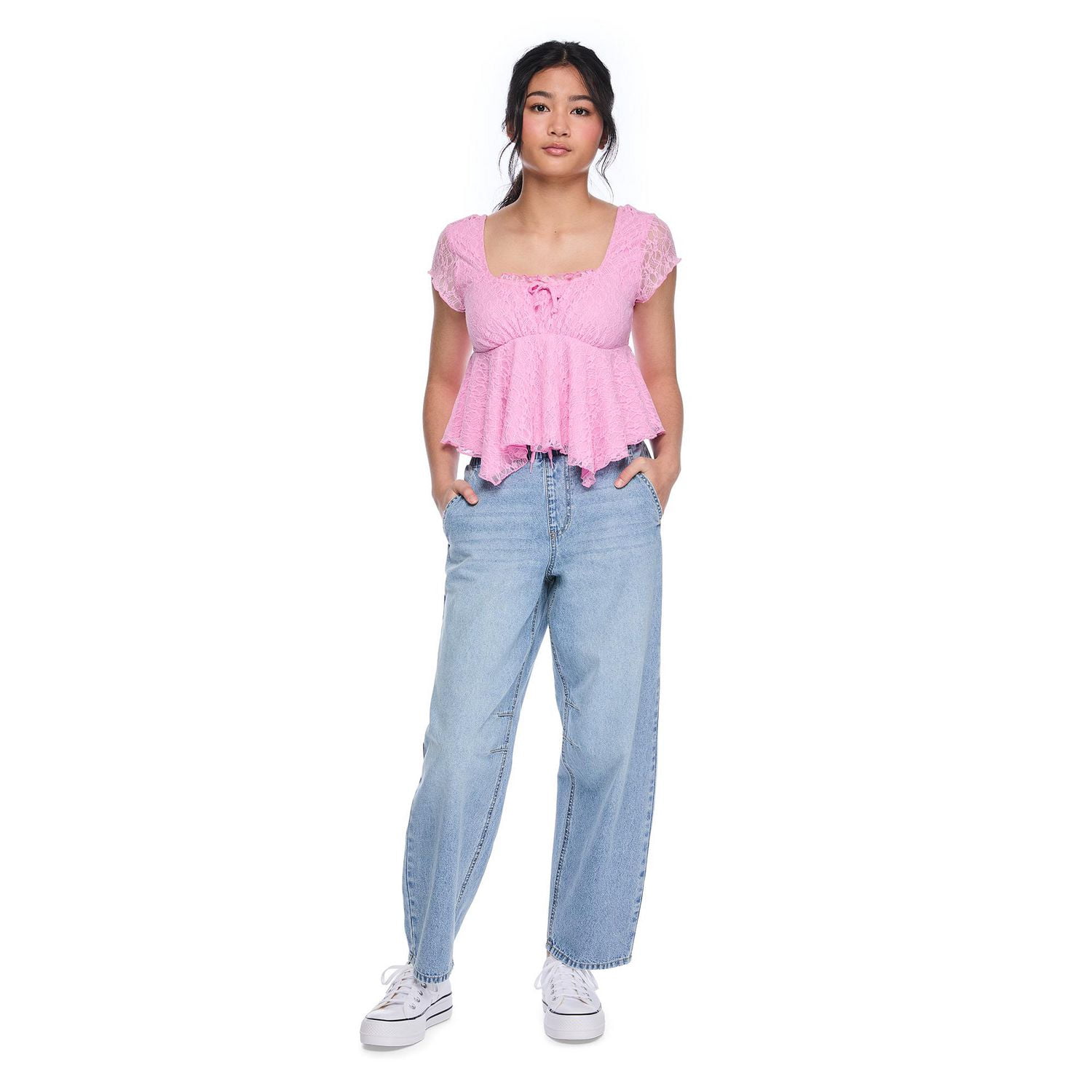 Click here for My Sisters Closet Girls Cap Sleeve Hanky Hem Top M prices