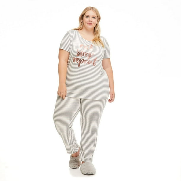 George Plus Women's Hacci Jersey Tee and Jogger 2-Piece Set - Walmart.ca