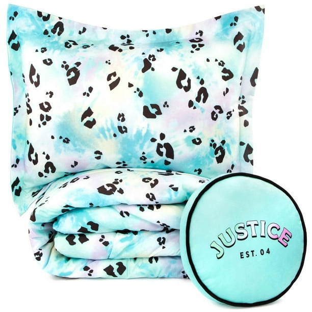Justice Rainbow Cheetah Reversible Comforter Set with Decorative Pillow ...