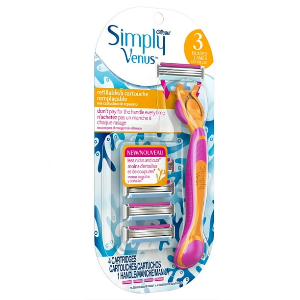 Gillette Venus Refillable Disposable Razor with 4 Razor Refills ...