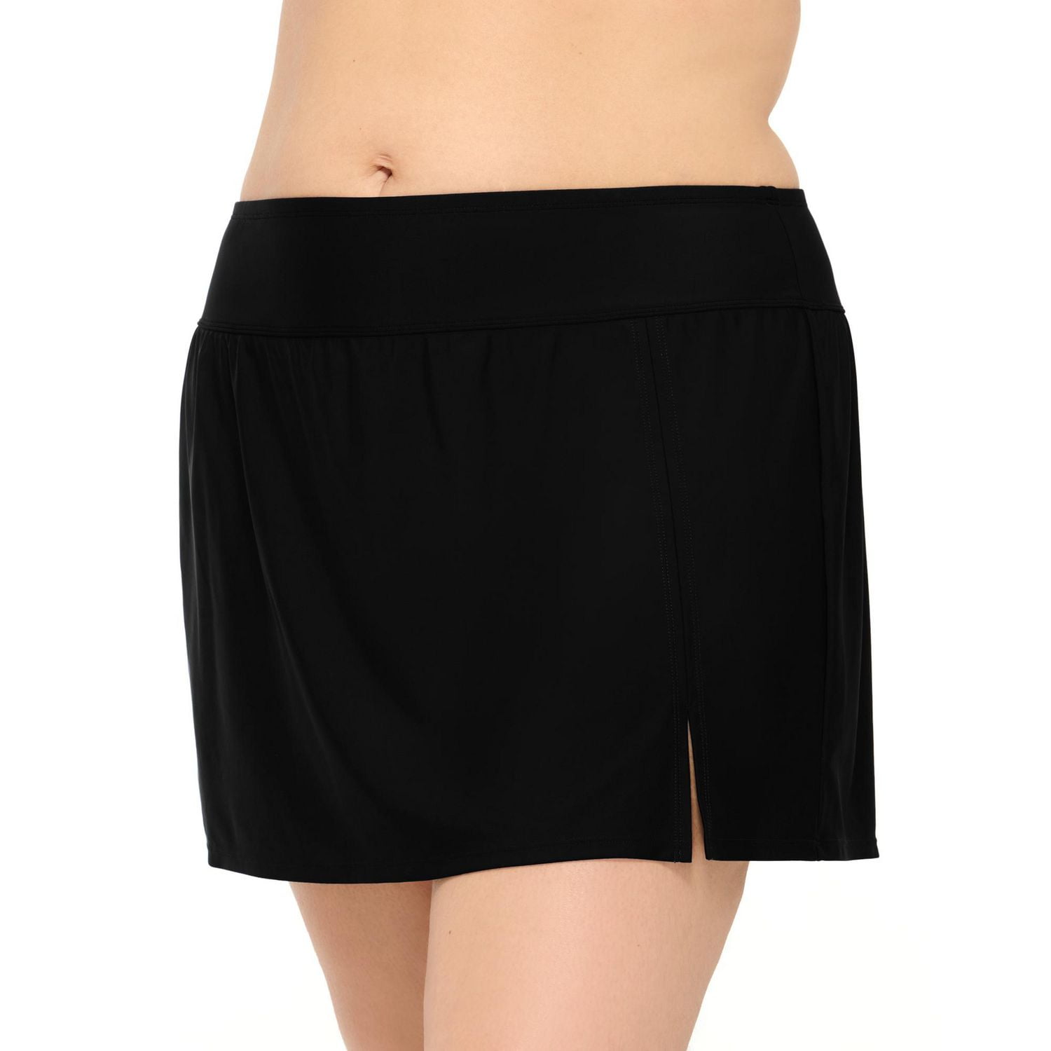 Click here for Krista Plus Womens Black A-Line Swim Skirt With Bu... prices