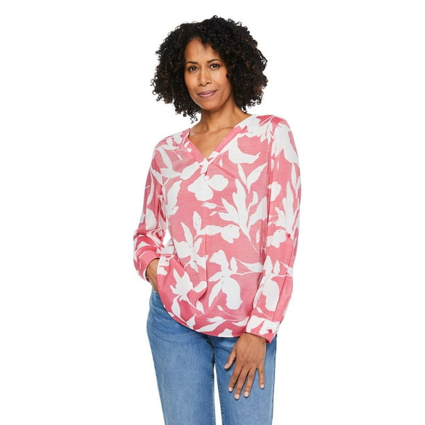 Iyla Women's Printed Roll Cuff Shirt, Sizes S-XXL - Walmart.ca