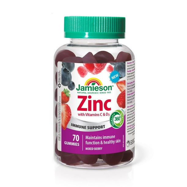 Jamieson Zinc Gummies Mixed Berry Flavour, 70 Count - Walmart.ca