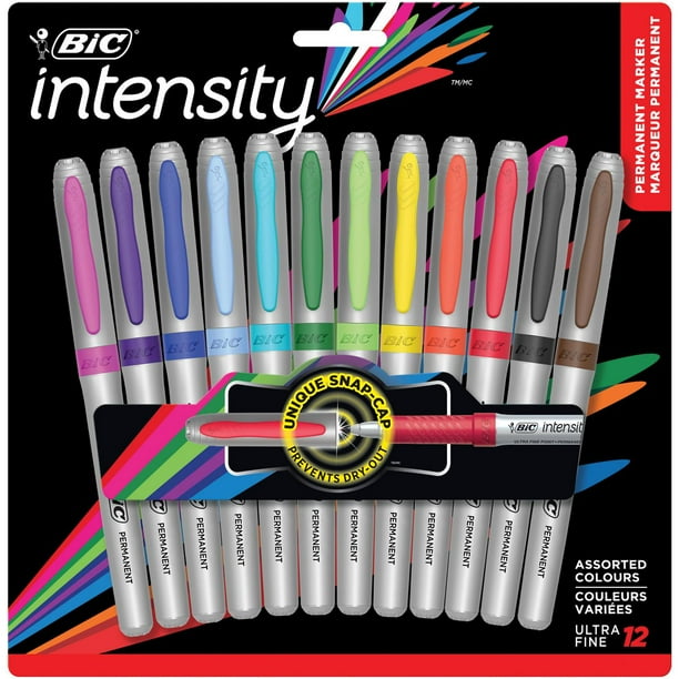 BIC Intensity Ultra Fine Tip Permanent Markers, 12-Count Permanent ...