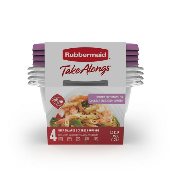 Rubbermaid TakeAlongs Square Food Storage Containers, 1.2 L (5.2 Cup ...