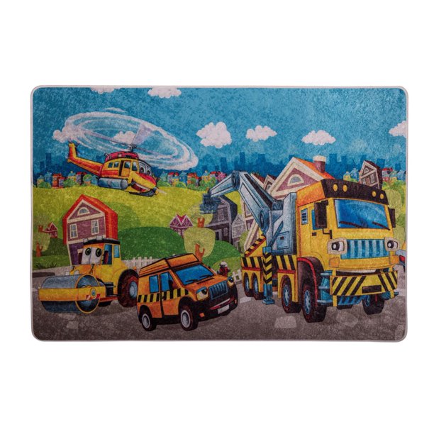 Construction Site Fun Area Rug, blue/green/orange - Walmart.ca