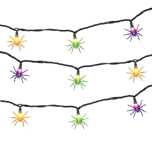 Way to Celebrate Halloween 10-Count Indoor Outdoor Multicolor Spider ...
