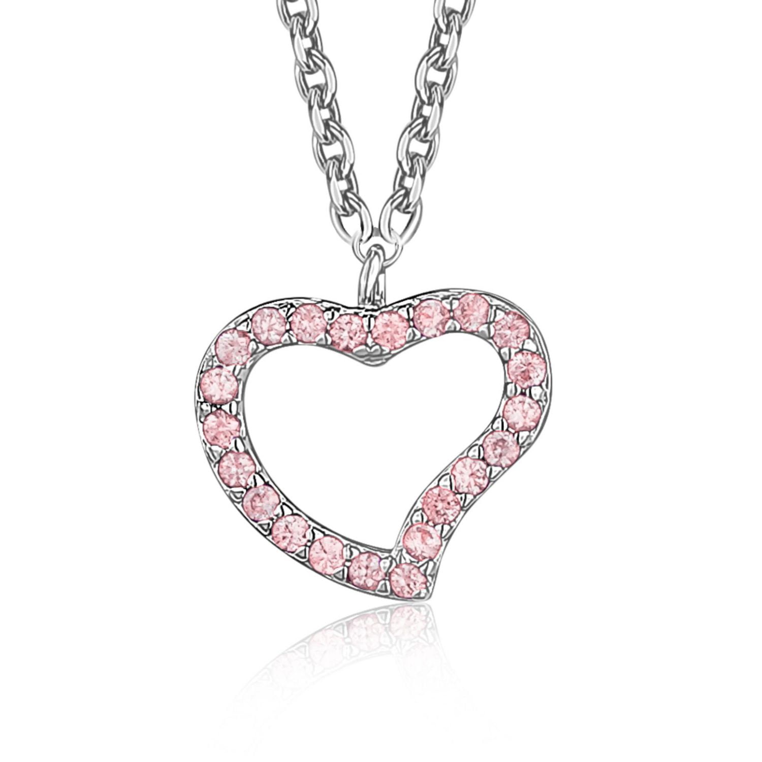 Click here for Unicornj Sterling Silver Pink Open Heart Pendant N... prices