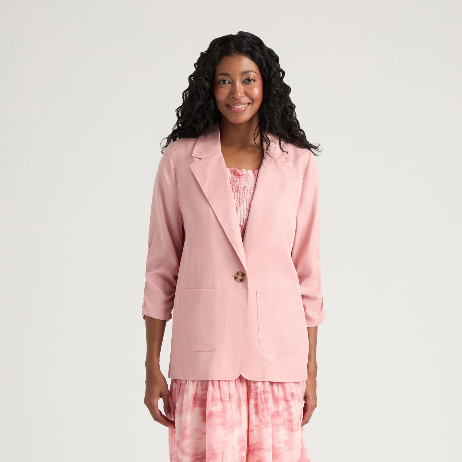 Click here for Mexx Womens Flowy Tencel Blazer With Ruching At Sl... prices