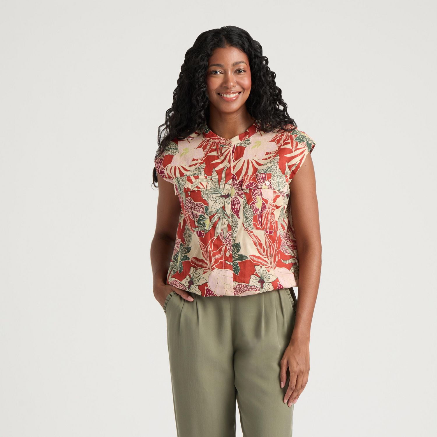 Click here for Mexx Womens Printed Lurex Cargo Top With Elastic W... prices