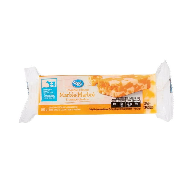 Great Value Marble Cheddar Cheese, 200 g - Walmart.ca