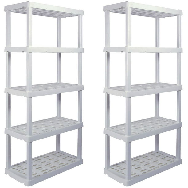 Hyper Tough 74"H x 18"D x 36"W 5 Shelf Plastic Garage Shelves, Pack of ...