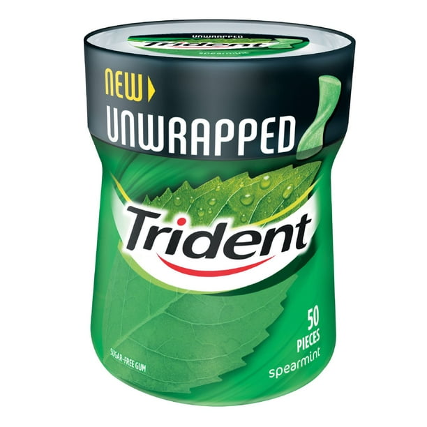 Trident Unwrapped Spearmint Sugar Free Gum, 1 Go-Cup (50 Pieces Total ...
