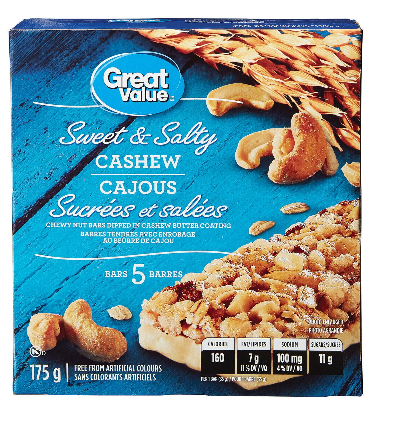Great Value Sweet & Salty Cashew Chewy Nut Granola Bars | Walmart Canada