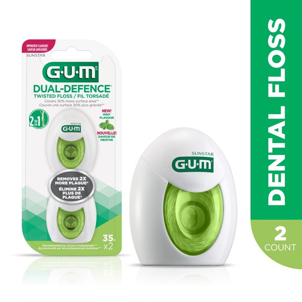 GUM® Dual-Defence Twisted Dental String Floss, Removes 2x more plaque ...