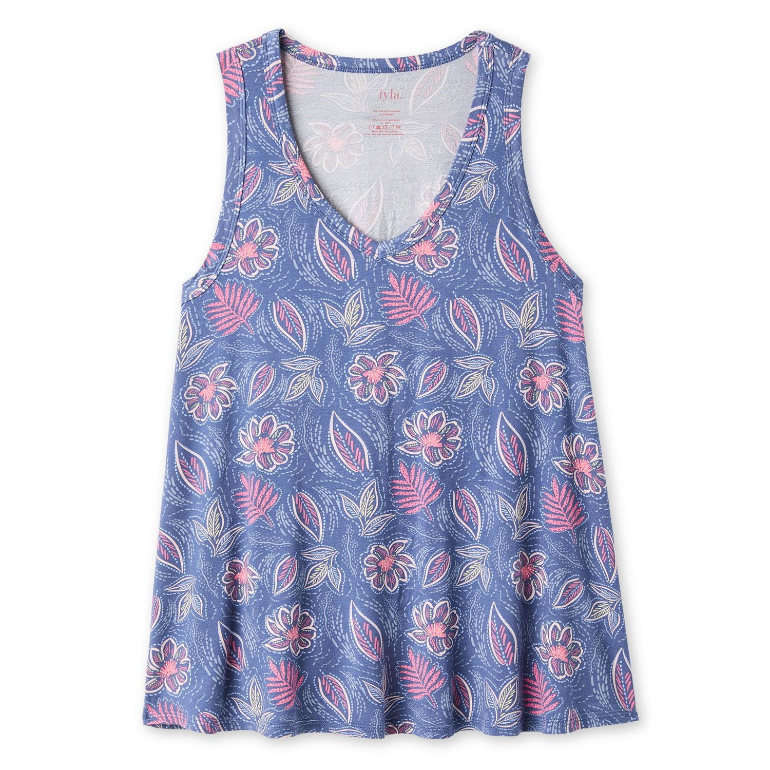 Click here for Iyla Womens Printed Drapey V-Neck Tank Top L prices