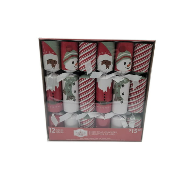 HOLIDAY TIME 12PK X 12" PREMIUM CHRISTMAS CRACKERS, SANTA/SNOWMAN ...
