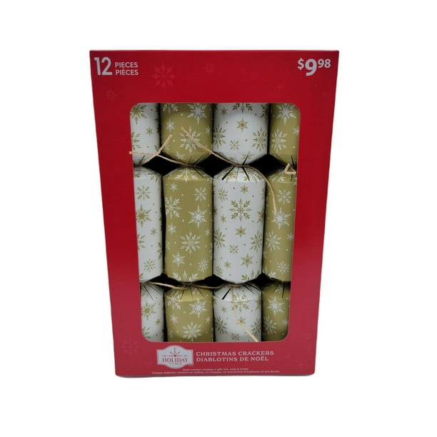 HOLIDAY TIME 12PK X 12" FAMILY CHRISTMAS CRACKERS, GOLD SNOWFLAKES ...