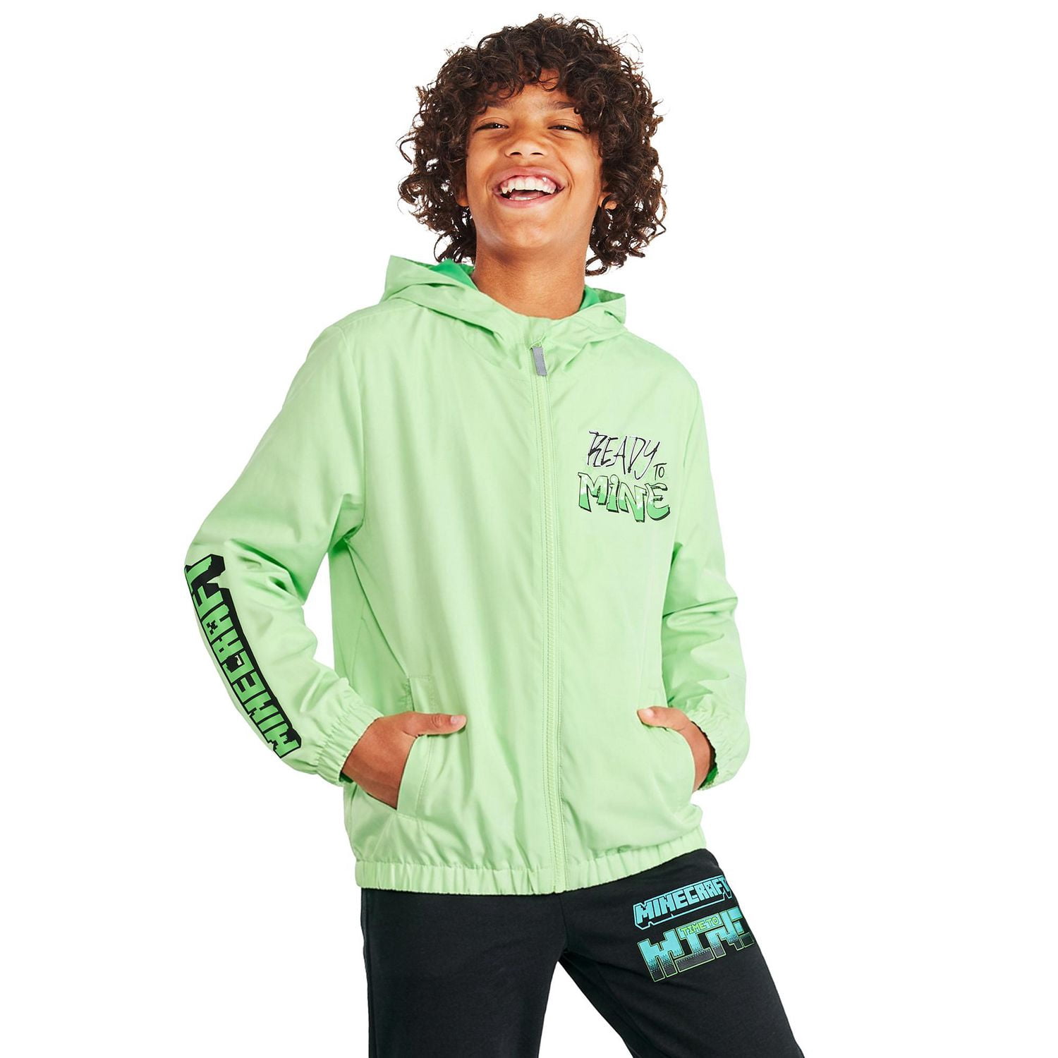 Click here for Minecraft Boys Hooded Windbreaker Xl prices