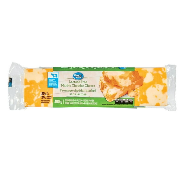 Fromage cheddar marbré Great Value sans lactose 400 g - Walmart.ca