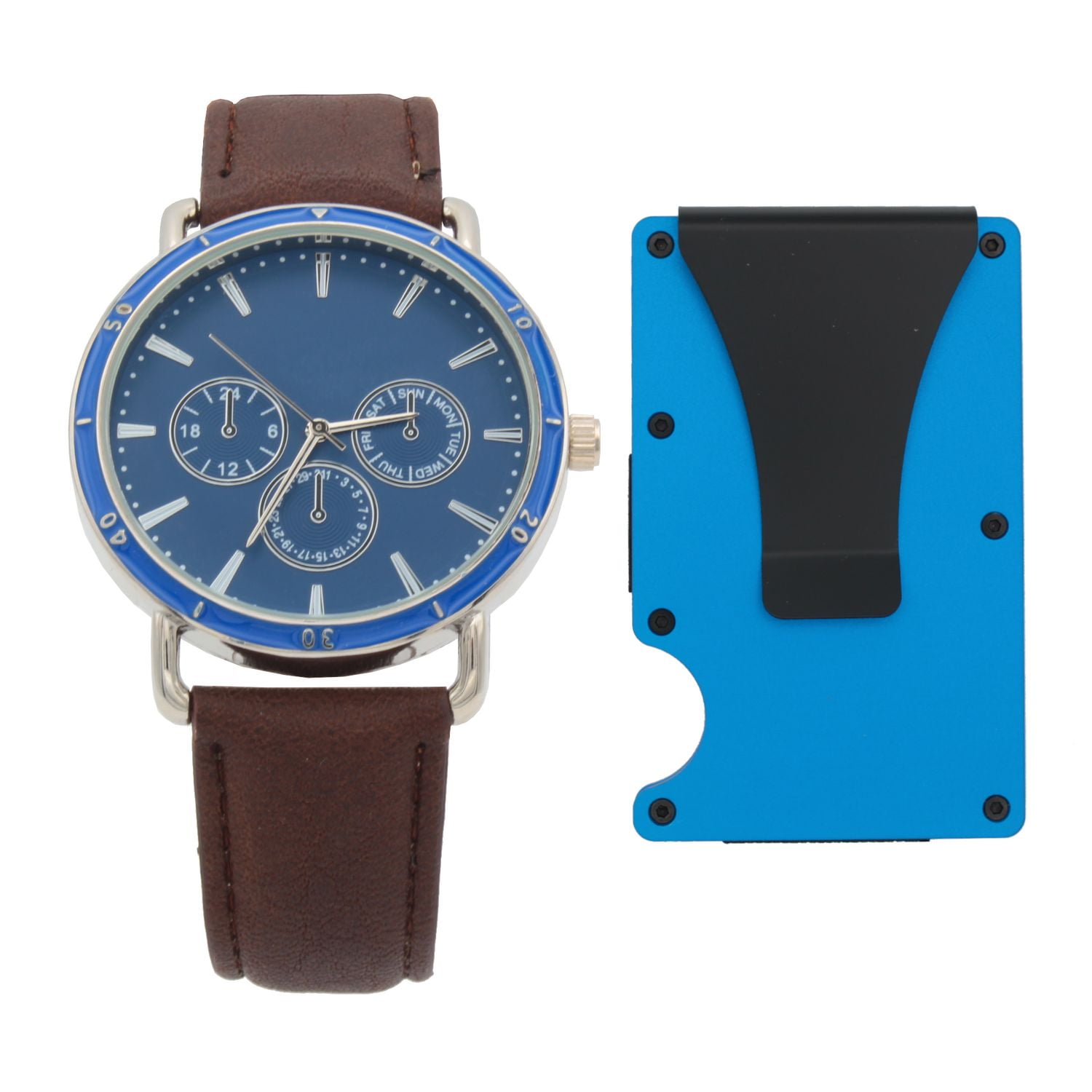 Click here for Mens Easy Read Analog Brown Pu Strap Watch With Cr... prices