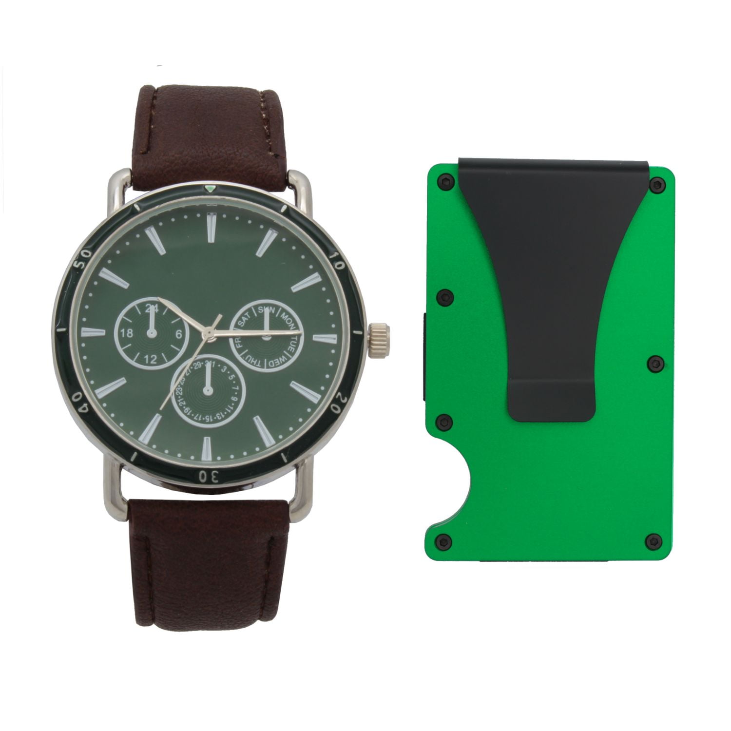 Click here for Mens Easy Read Analog Brown Pu Strap Watch With Cr... prices