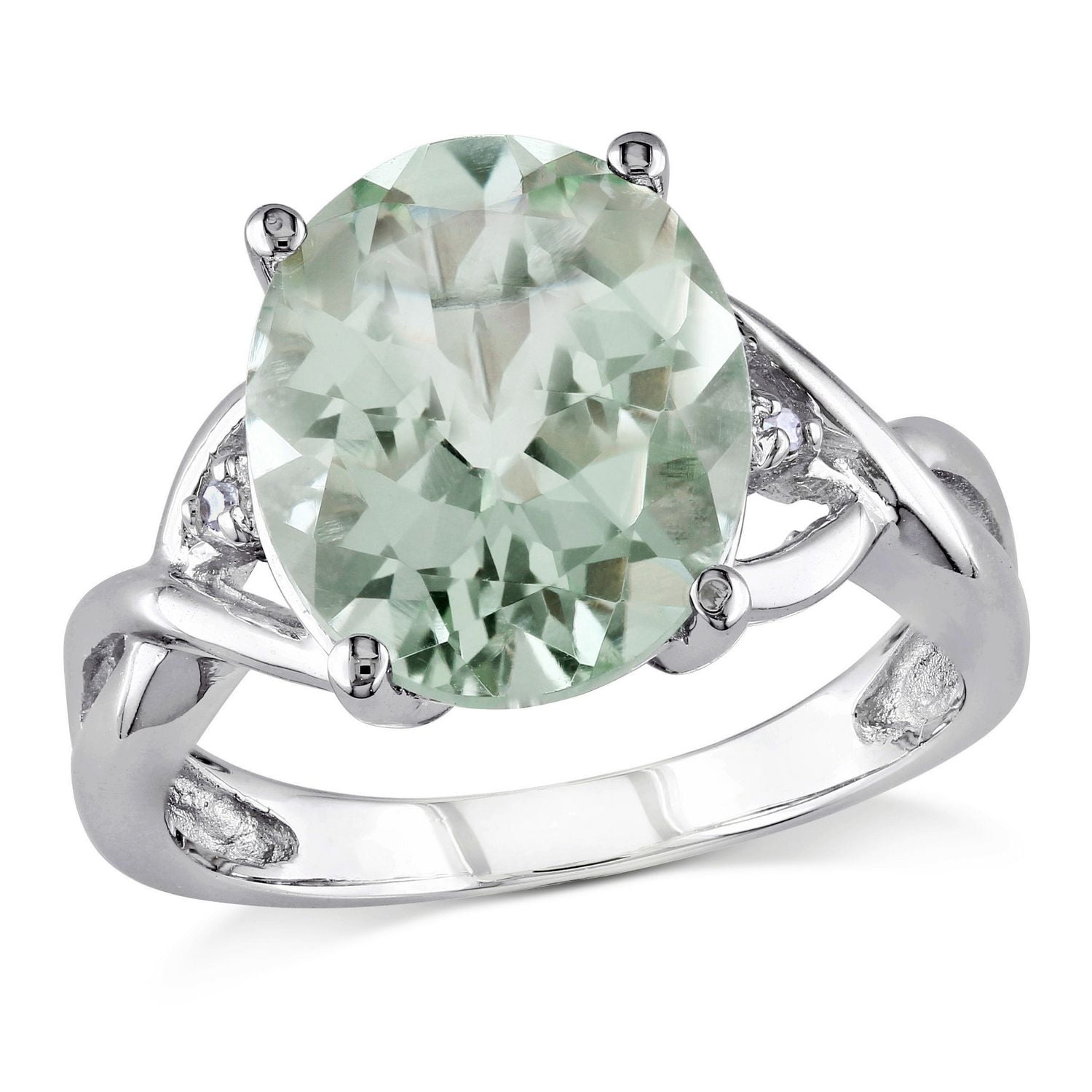 Tangelo 4.33 Carat T.G.W. Green Amethyst and Diamond-Accent Sterling ...