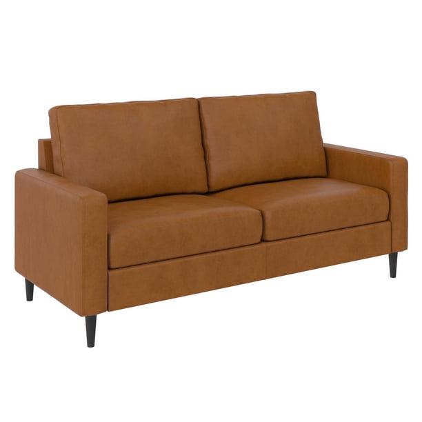 Queer Eye Wainwright Modern Sofa, Camel Faux Leather - Walmart.ca