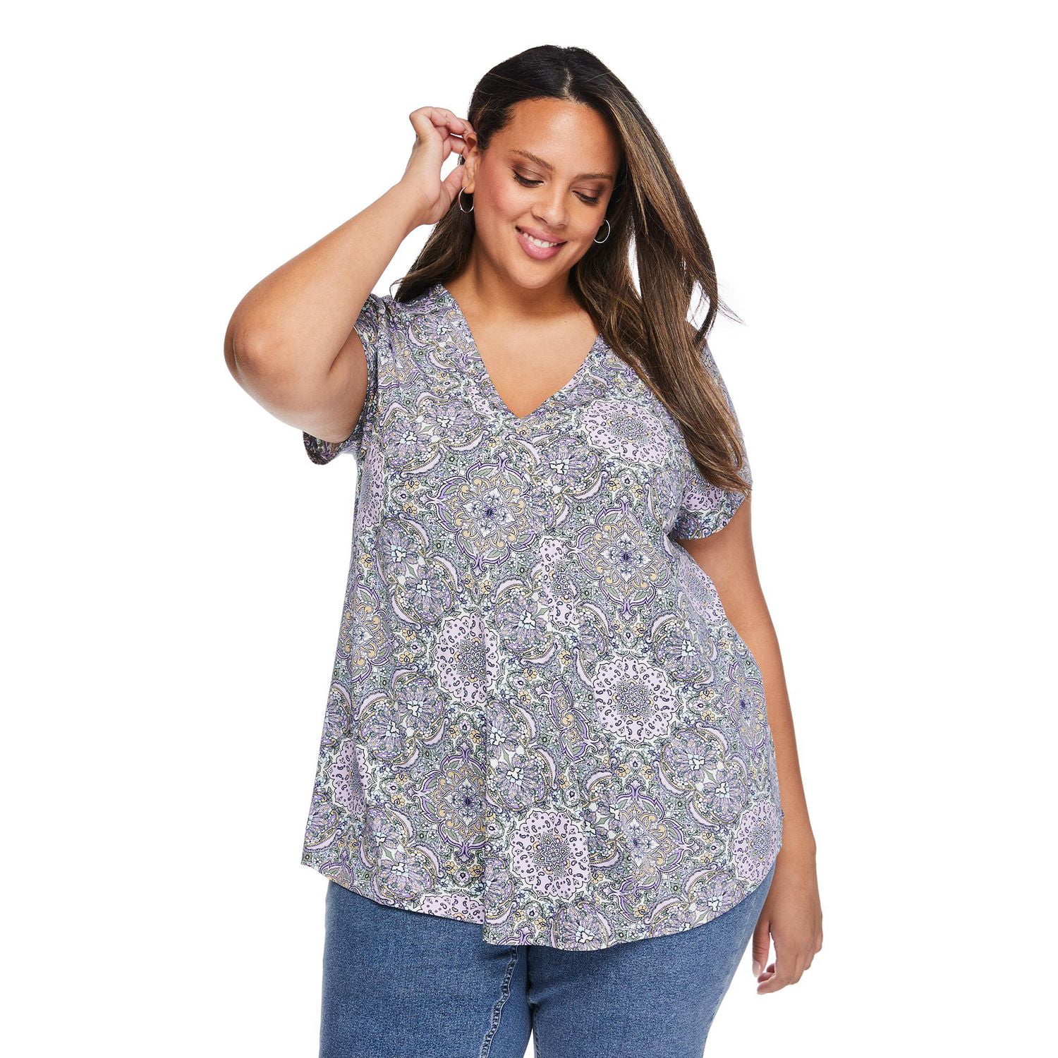 Click here for Lane Bryant Womens Plus Printed Pleated Top 2x prices