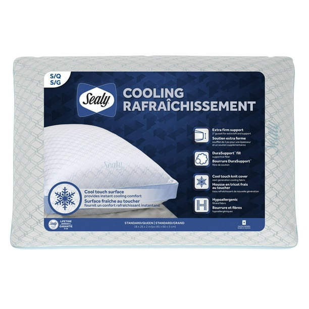 Sealy Cooling Extra Firm Support Cool Touch Bed Pillow, Standard/Queen, Machine Washable Bed ...