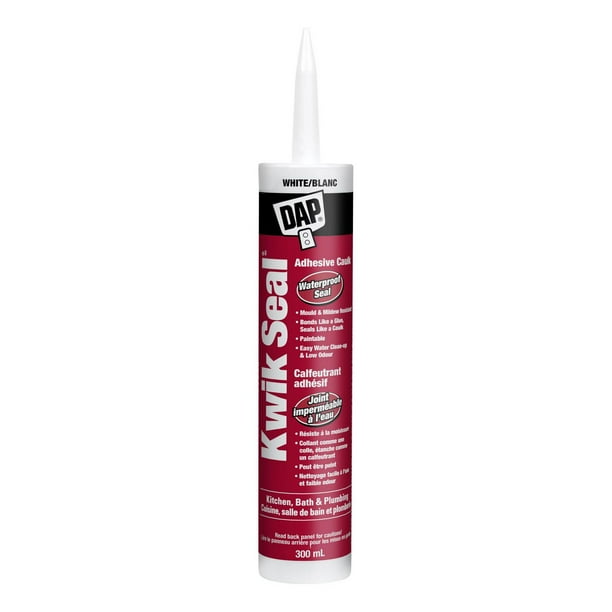 KWIK SEAL® Kitchen & Bath Adhesive Caulk White, Multipurpose caulk ...
