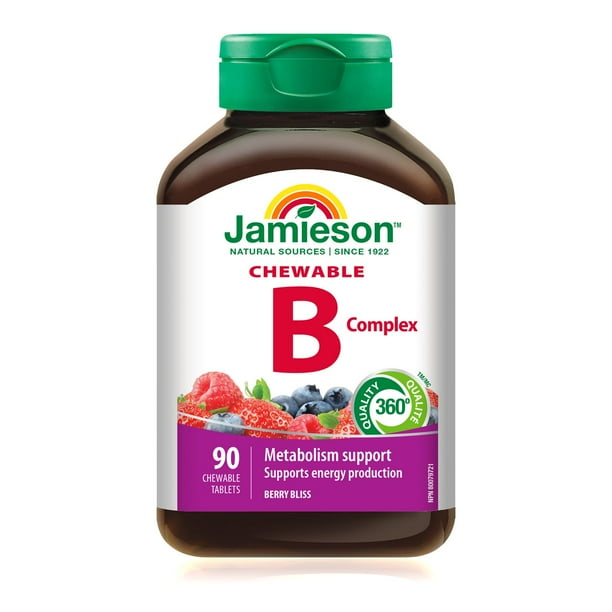 Jamieson Chewable Vitamin B Complex Berry Bliss Flavour Tablets, 90 ...