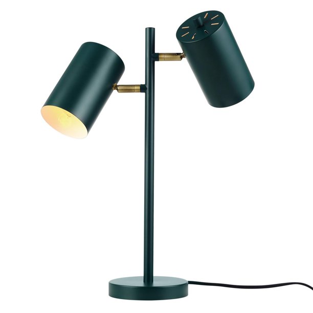 Pratt 20" 2-Light Desk Lamp, Matte Forest Green, Brass Accents, Rotary ...