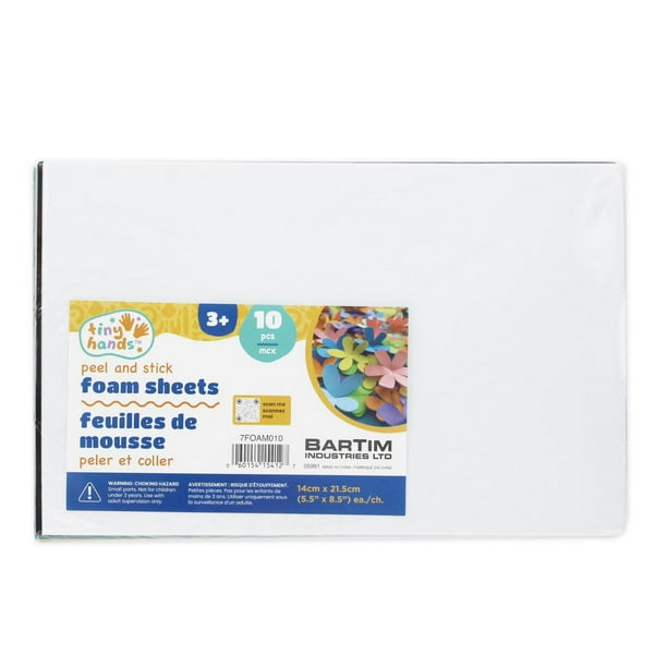 TINY HANDS Peel and Stick Foam Sheets, Assorted Colours, 10 pcs ...