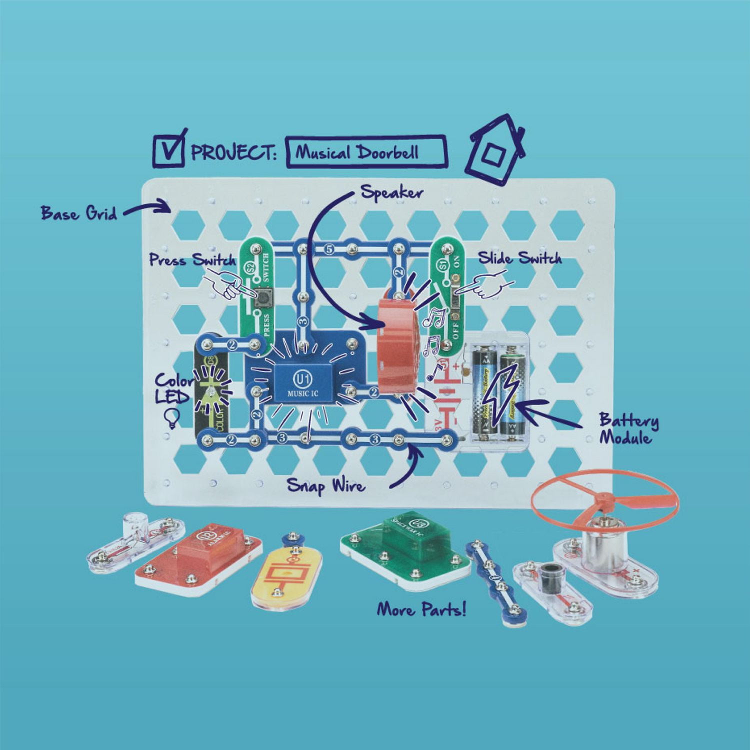 Snap Circuits Science STEM Electronics Junior 100 SC100FR 100 Projects Walmart
