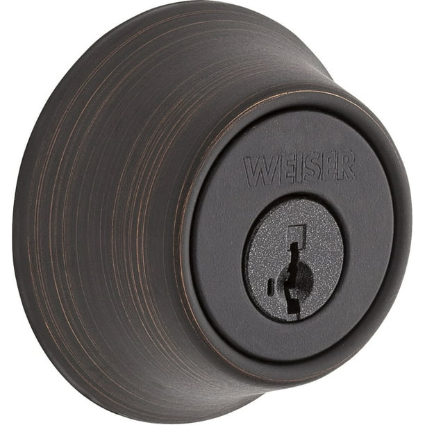 Essentials by Weiser Single Cylinder Deadbolt in Venetian Bronze ...