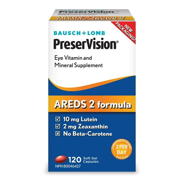 Bausch + Lomb PreserVision Eye Vitamin and Mineral Supplement Soft Gel ...